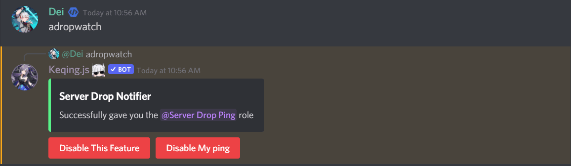Server Drop Ping | Keqing Bot