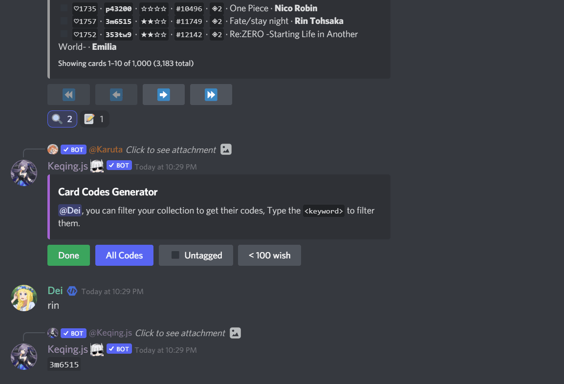 Card Codes Extractor | Keqing Bot